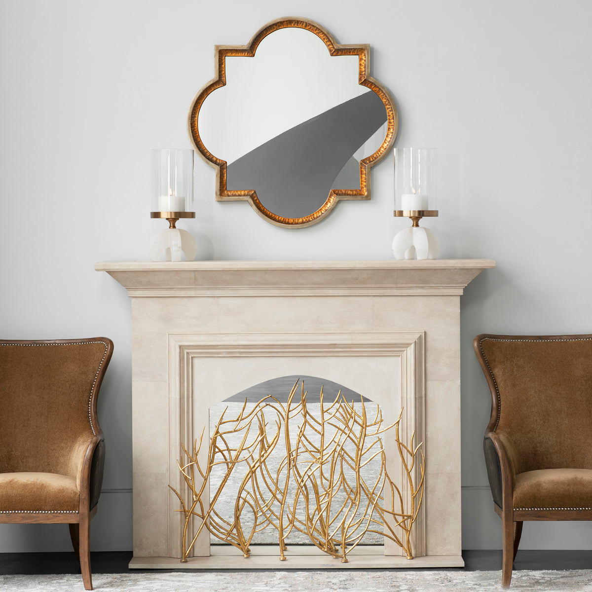 Uttermost Gold Branches Decorative Fireplace Screen - Bayview Furniture