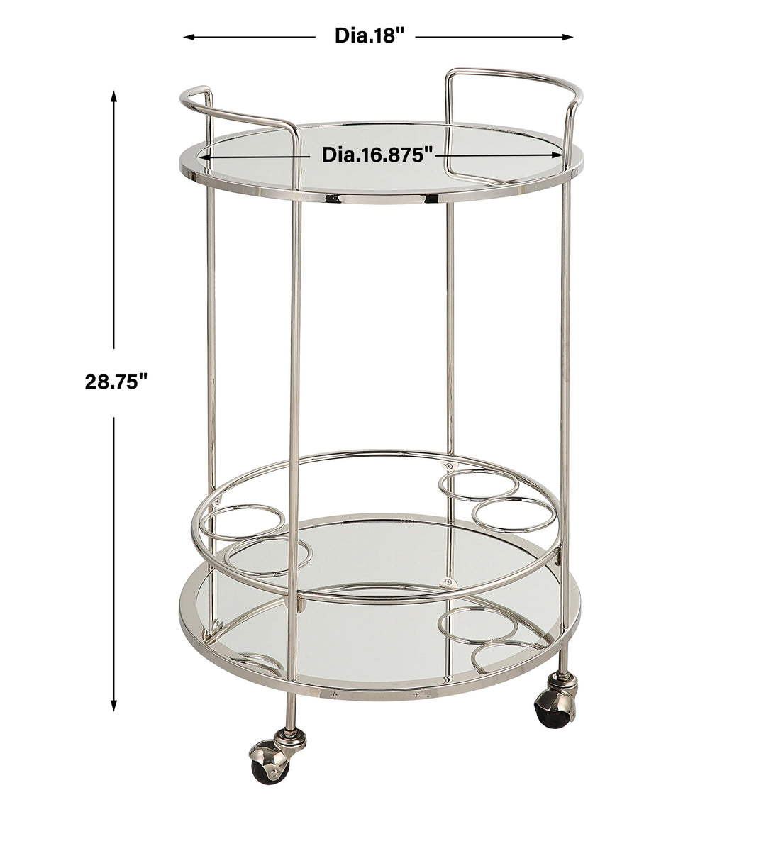 Uttermost Spritz Chrome Bar Cart - Bayview Furniture
